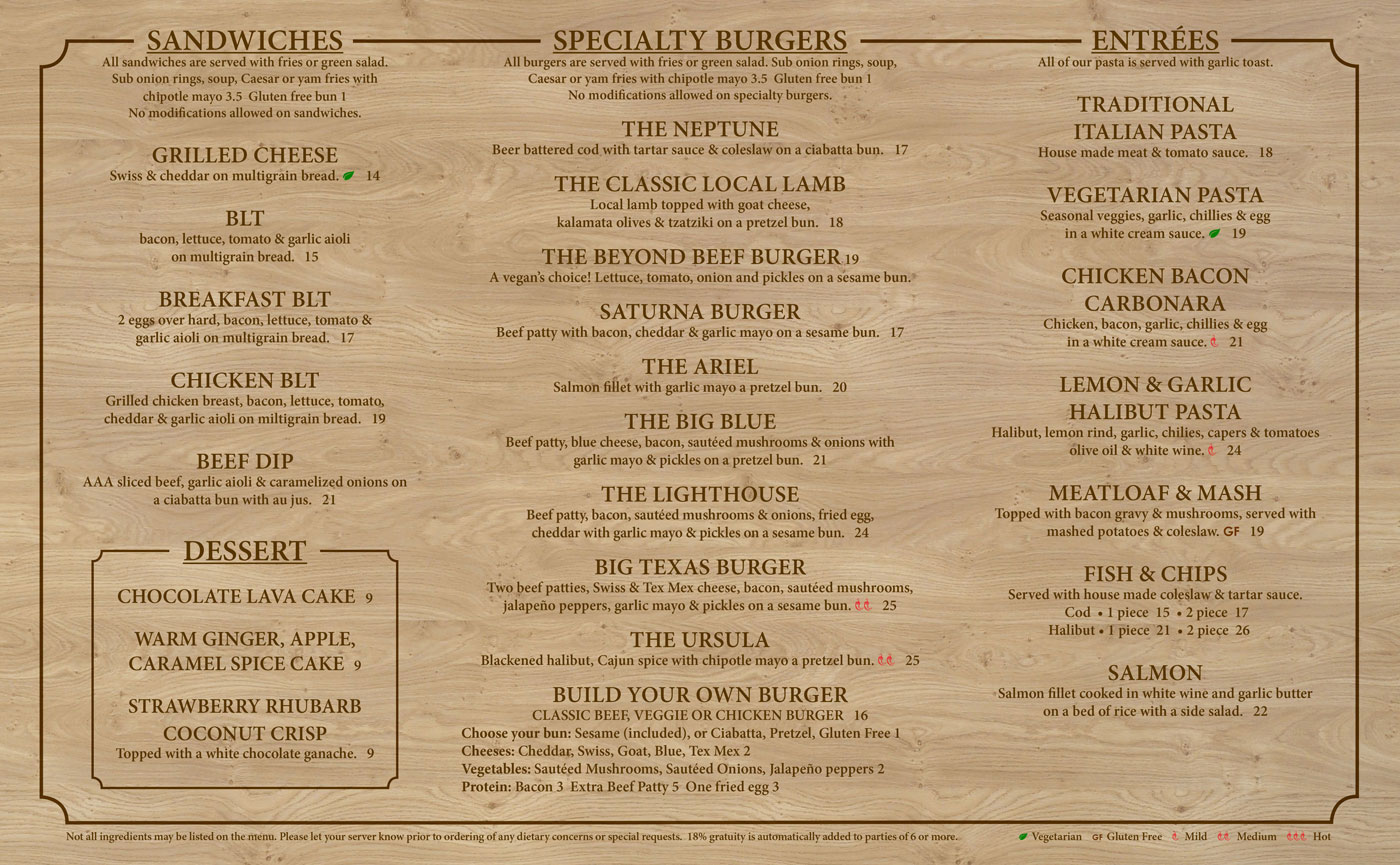 Menu-2 | Saturna Lighthouse Pub